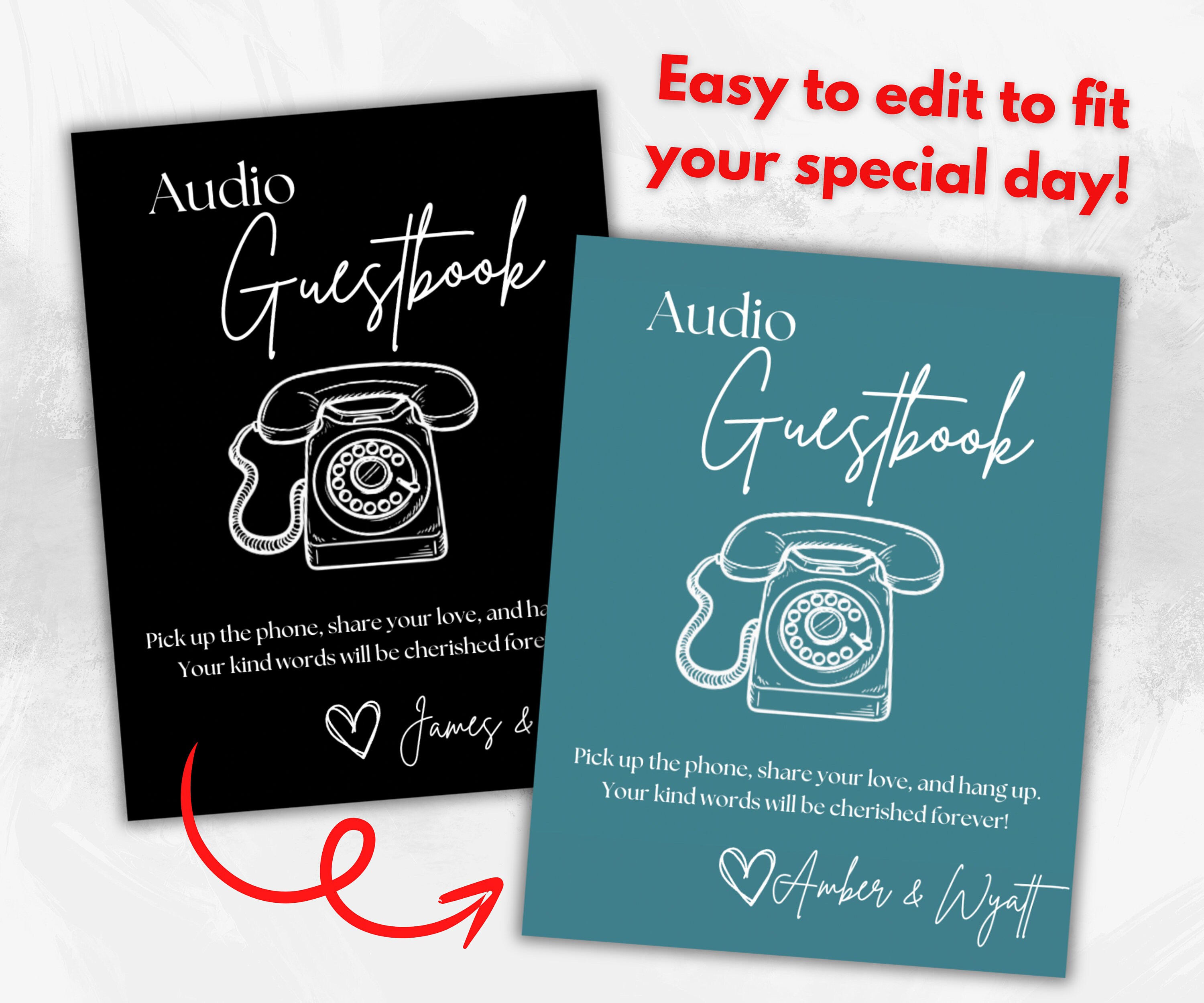 Audio Guest Book Sign Template | Unique Wedding Phone Design (canva ...