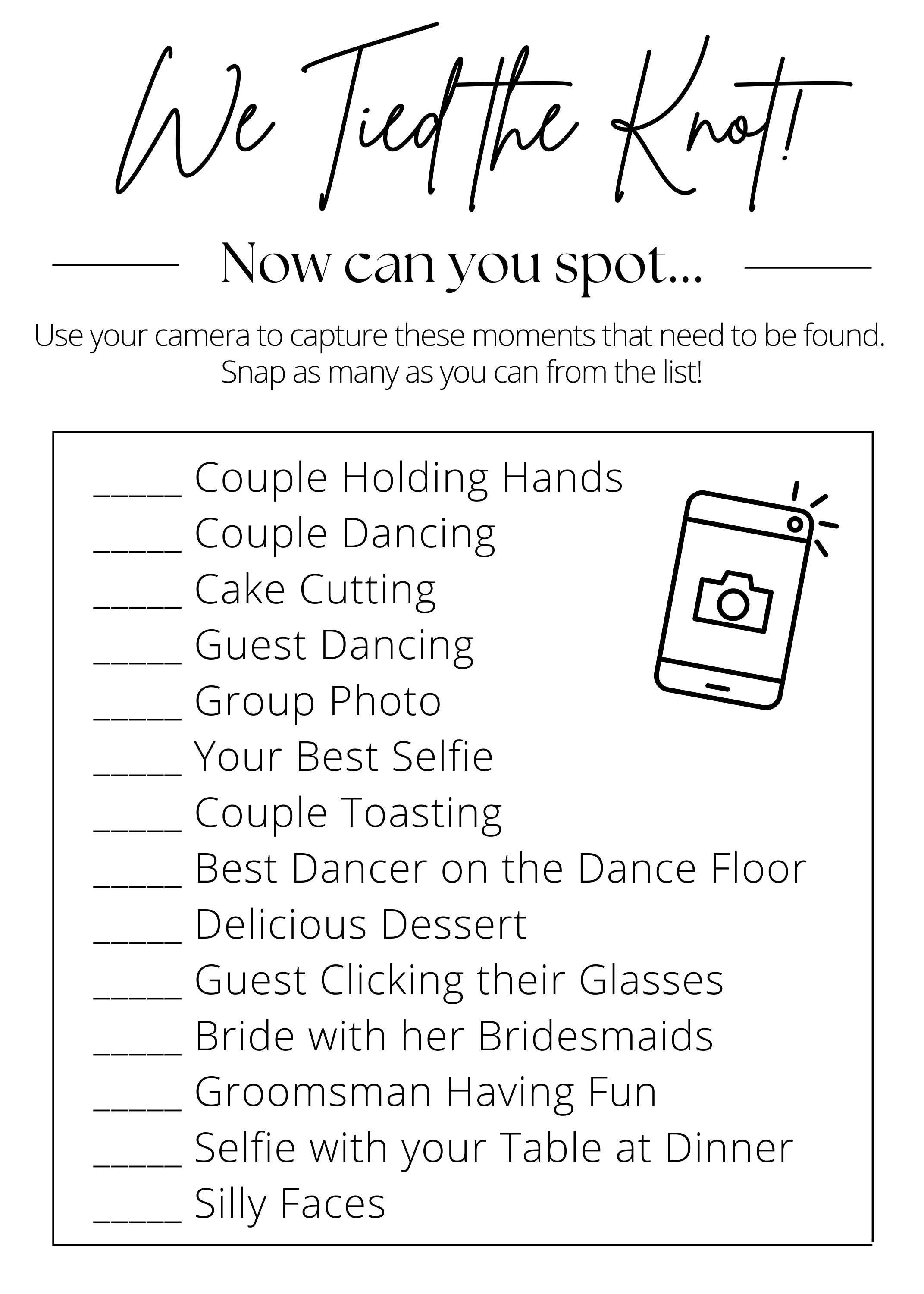 Wedding Reception Game | We Tied the Knot Game | Cocktail Hour Games ...