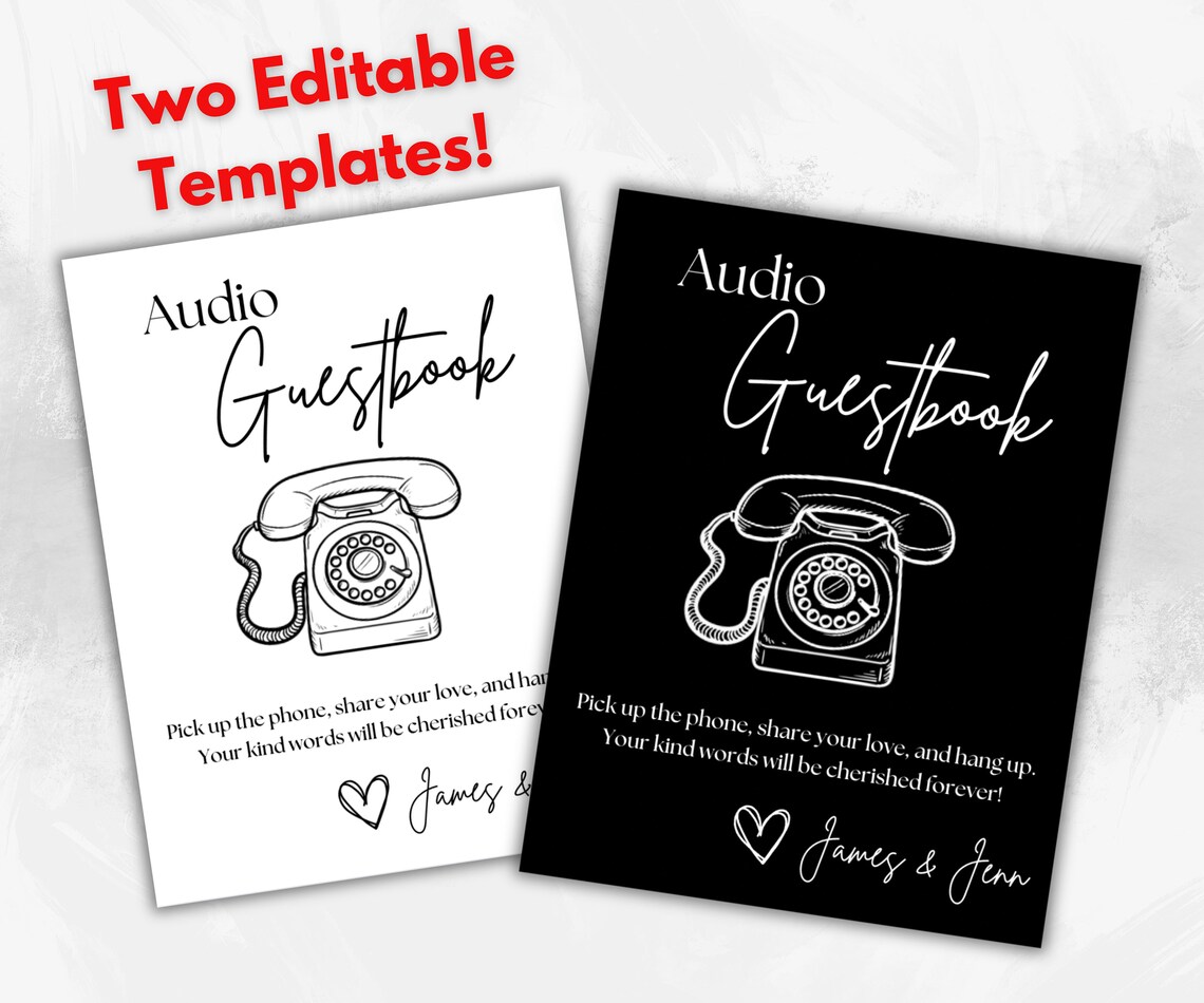 Audio Guest Book Sign Template | Unique Wedding Guest Book | Phone ...