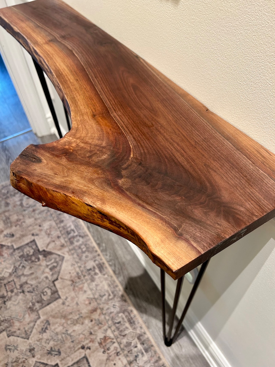Unique Black Walnut Console Table With 34 Hairpin Legs Entry - Etsy