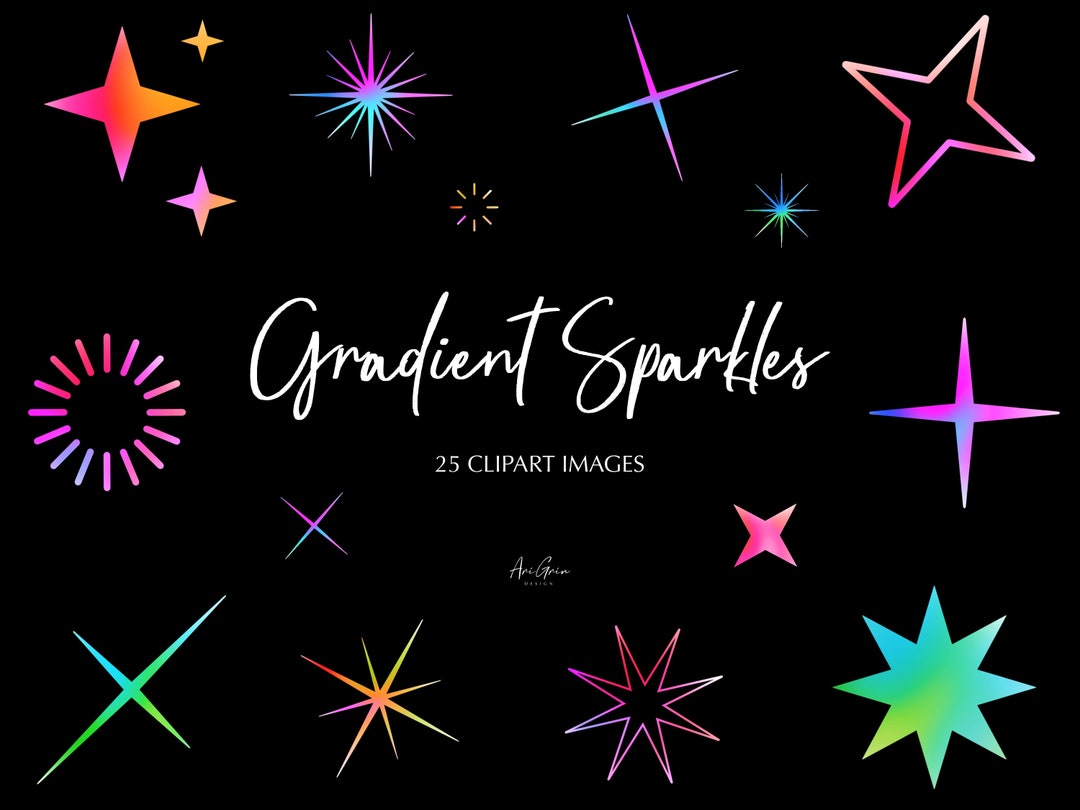 Gradient Sparkles PNG Clipart Elements - Etsy