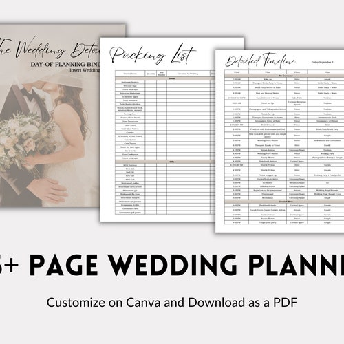 Wedding Details Day-of Planner Itinerary Template Wedding - Etsy
