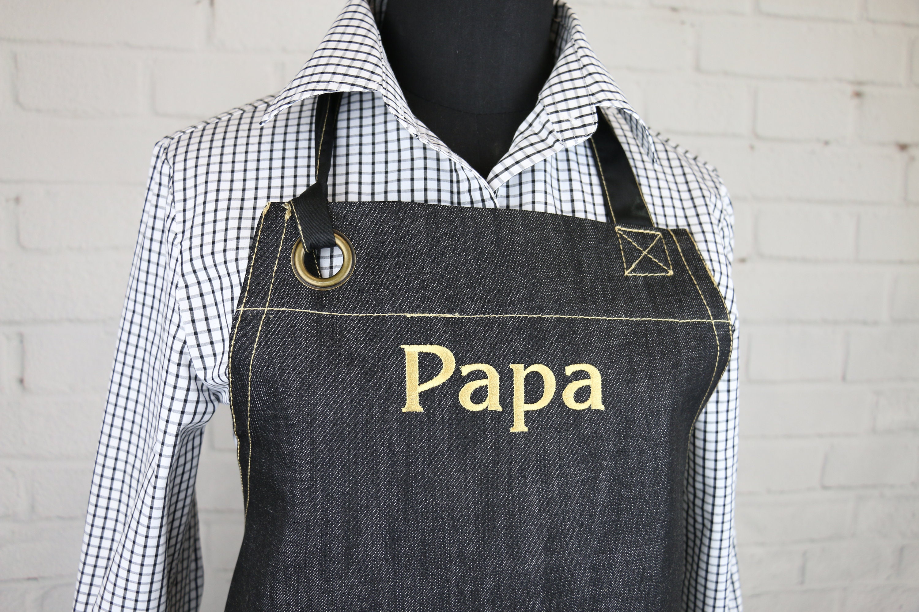 BLACK Denim Apron / Café Apron / Grill Apron / BBQ Apron / Barista ...