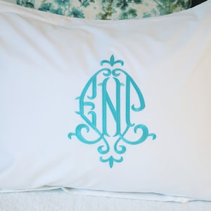 Set of 2 Pillow Shams / 100% Cotton / Monogrammed Embroidered Shams ...