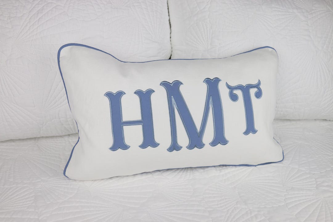 Applique Monogram Pillow Cover / Personalized Pillow Cover / Lumbar ...