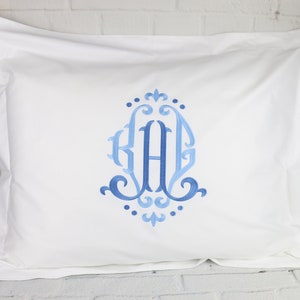 Set of 2 Monogrammed Pillow Shams / 100% Cotton / Embroidered Pillow ...
