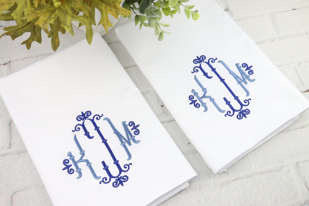 Set of 2 Cotton Pillowcases / Monogrammed Pillowcases / Embroidered ...