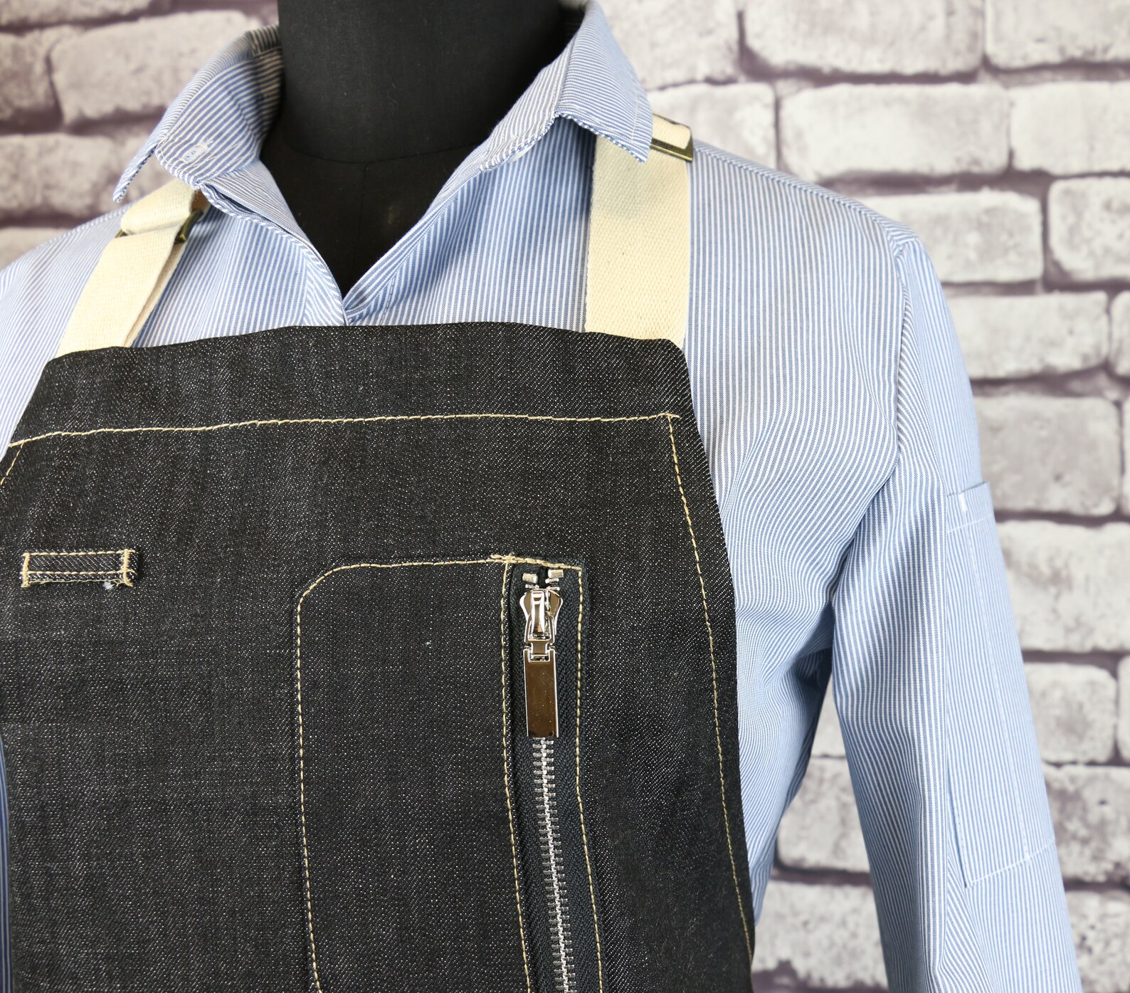 BLACK Denim Bib Apron / Café Apron / Grill Apron / BBQ Apron / - Etsy