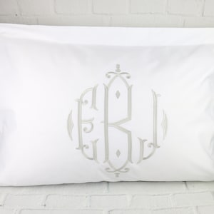 Set of 2 Monogrammed Pillow Shams / 100% Cotton / Embroidered Pillow ...