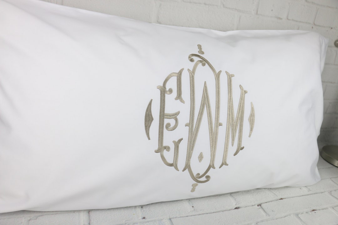 Set of 2 Monogrammed Shams / 100% Cotton / Embroidered Pillow Shams ...