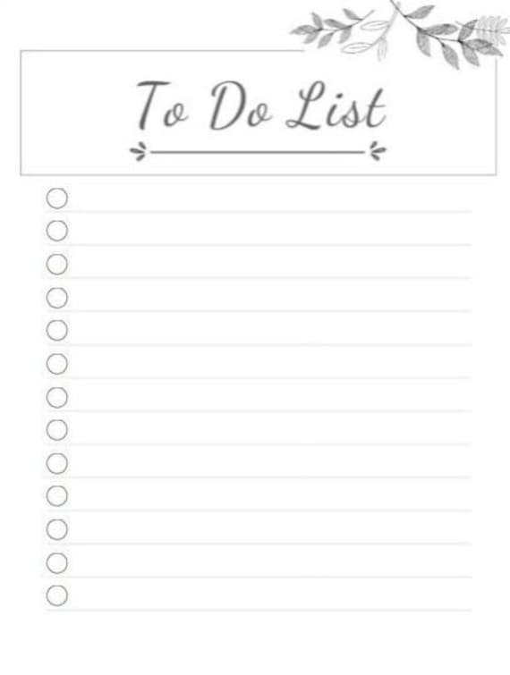 To Do List Printable & Fillable PDF Daily Checklist Digital | Etsy
