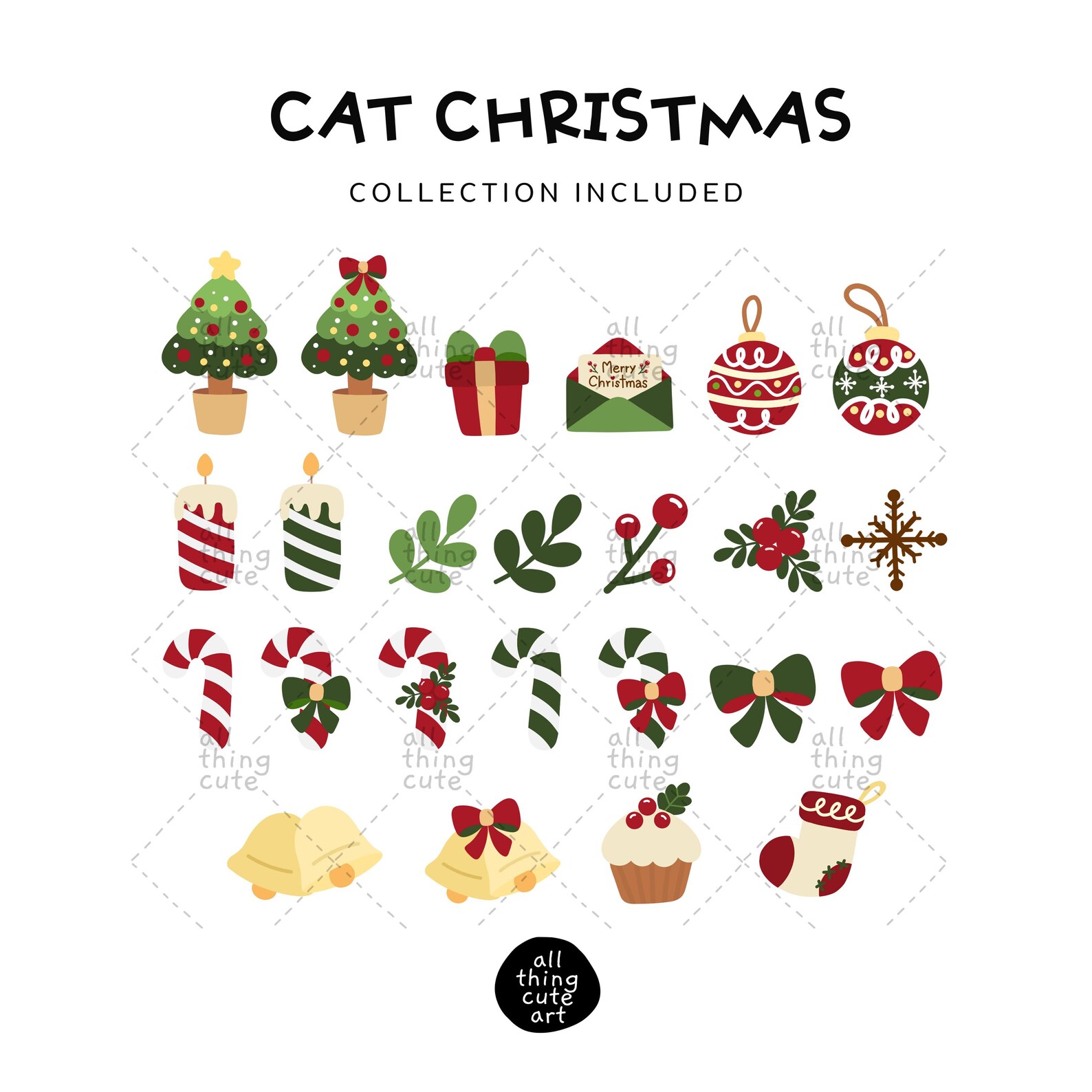 Cat Christmas, Meowy Christmas PNG, Festive, Cat, Christmas, Digital ...
