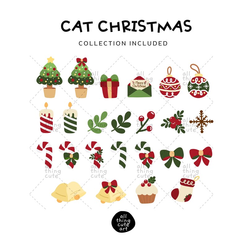 Cat Christmas, Meowy Christmas PNG, Festive, Cat, Christmas, Digital ...
