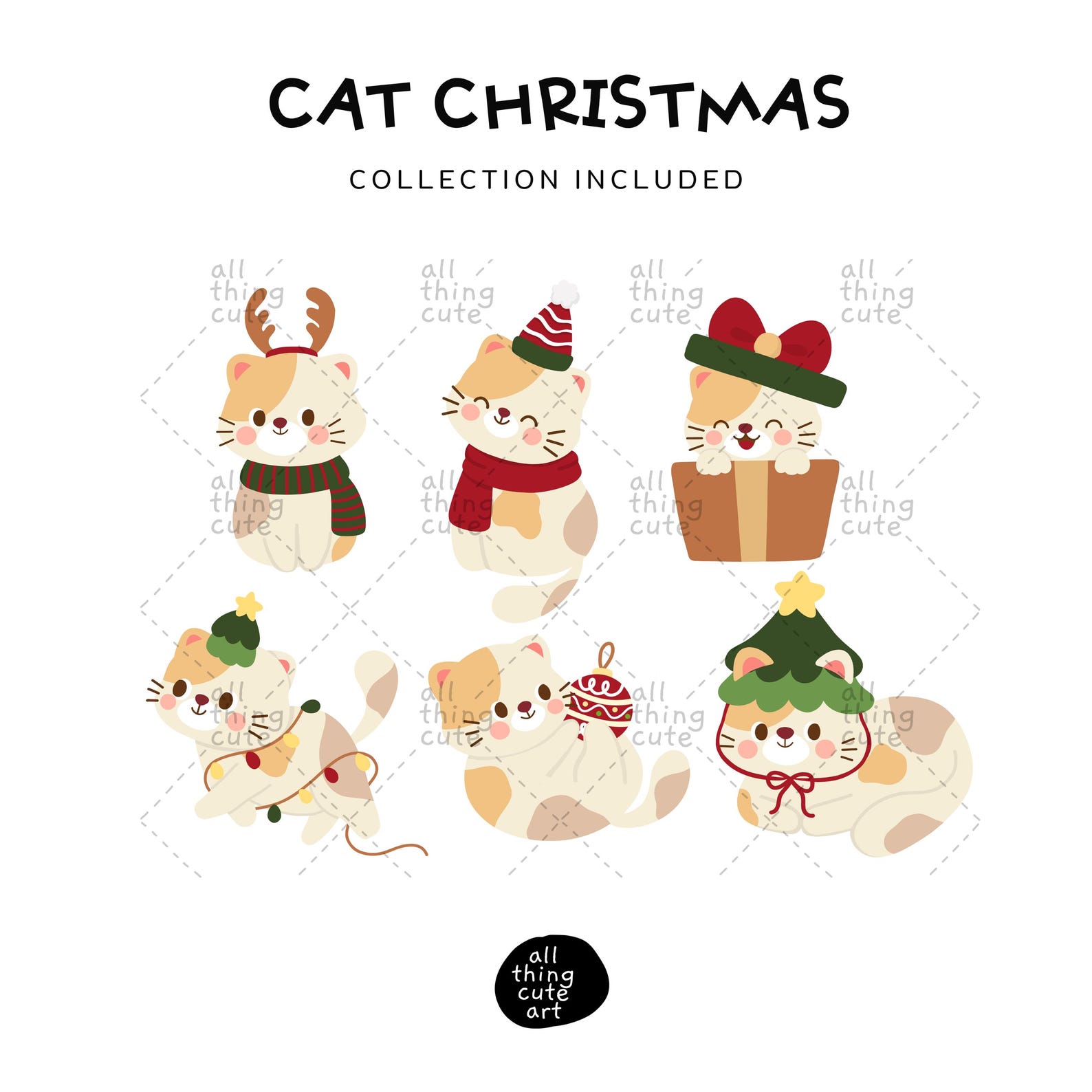 Cat Christmas, Meowy Christmas PNG, Festive, Cat, Christmas, Digital ...