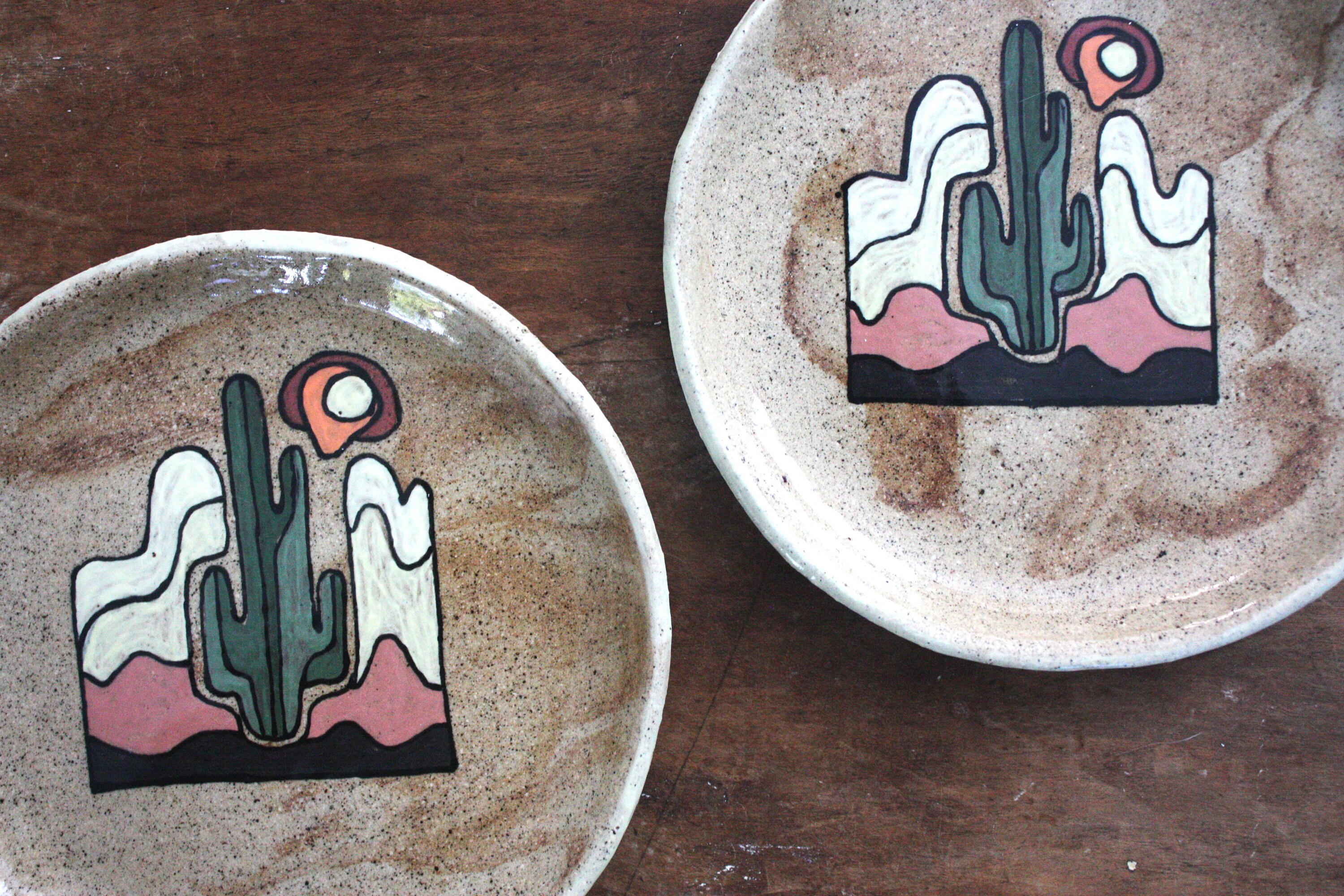 2 X Breakfast Plates Set - Hand Made Ceramic - Etsy