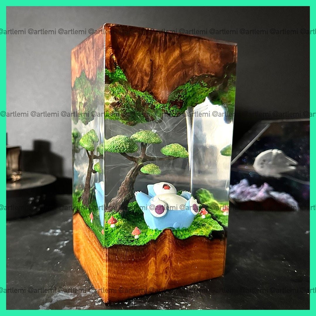 Custom SNOR.LAX Wood Lamp, Custom Po.ke.mon, Art Diorama, Epoxy Night ...