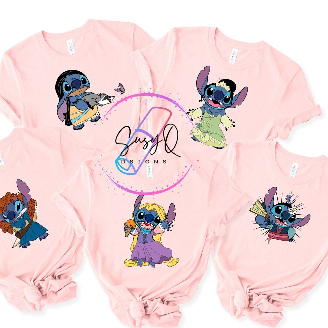 Stitch Princess Image Transfers, Stitch Pocahontas HTV, Stitch Mulan ...
