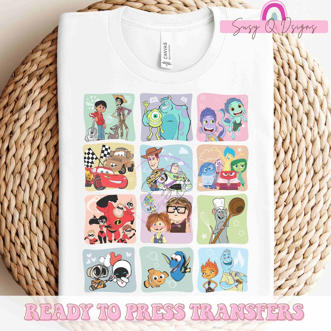 Pixar Friends Image Transfers, Disney Pixar Fest Friends HTV Iron on ...