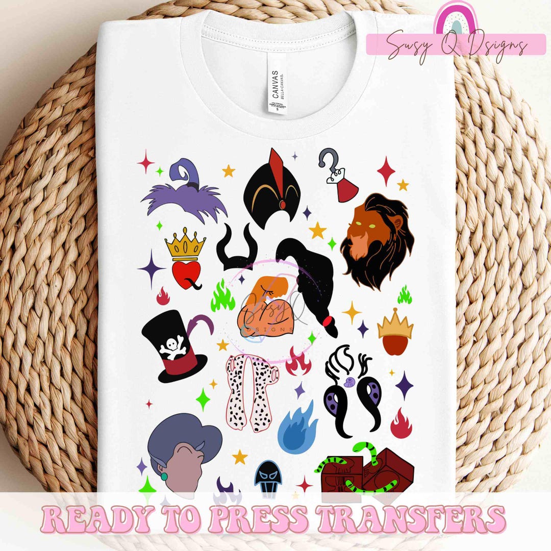 Disney Villains Collage Image Transfers, Evil Villain Latte Sublimation ...