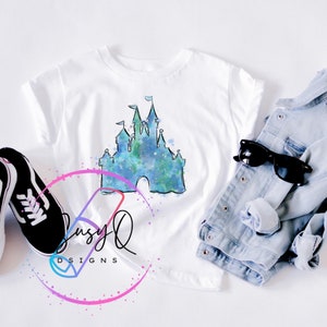 Blue Watercolor Castle Image Transfers, Blue Watercolor Sublimation ...