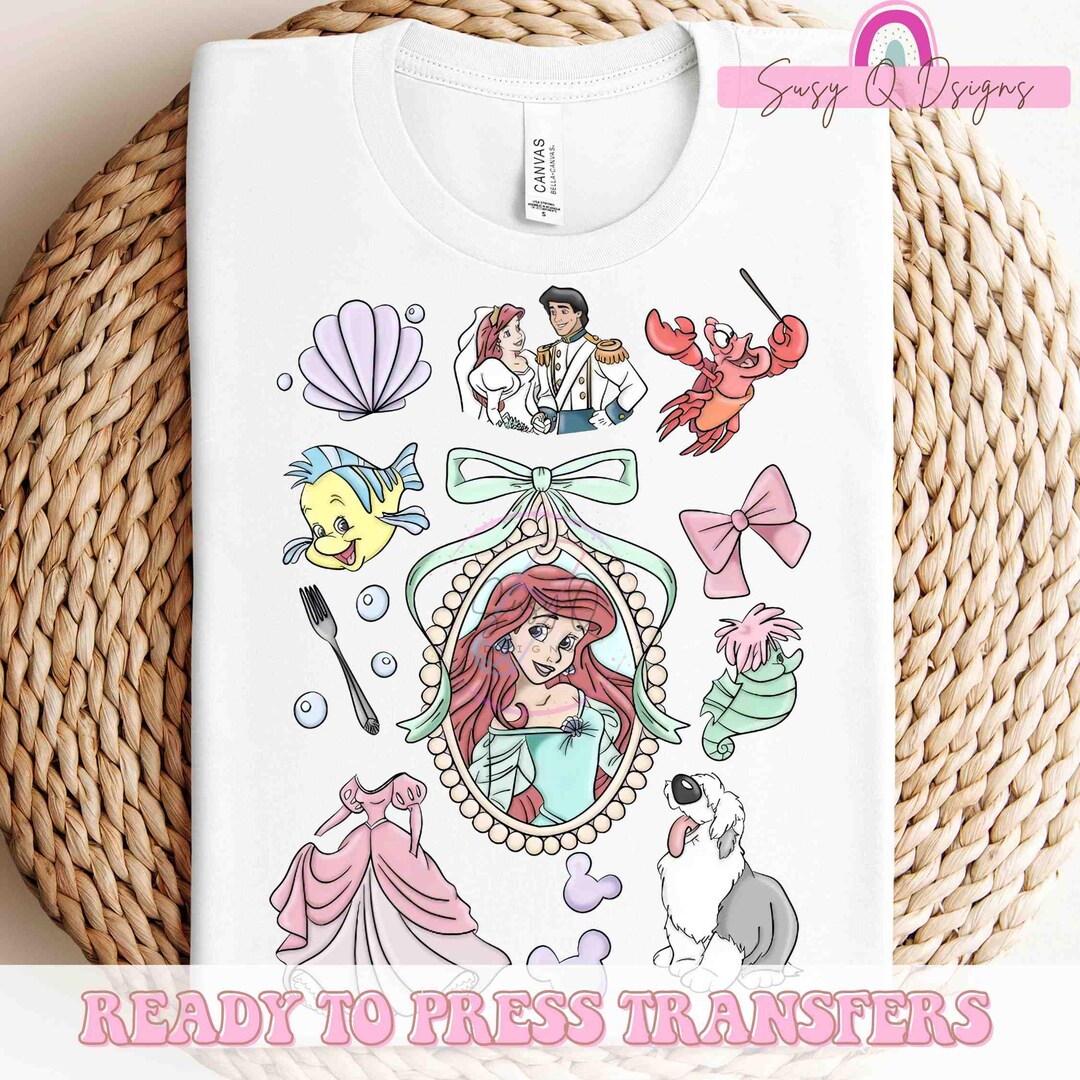 Retro Ariel Collage Image Transfers, Disney Trip Sublimation Prints ...