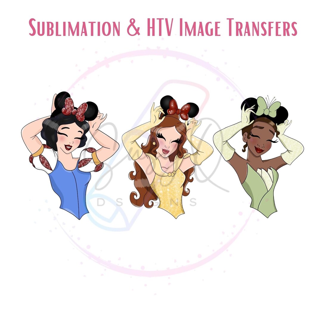 Disney Princess Image Transfers, Disney Princess Vacation Sublimation ...