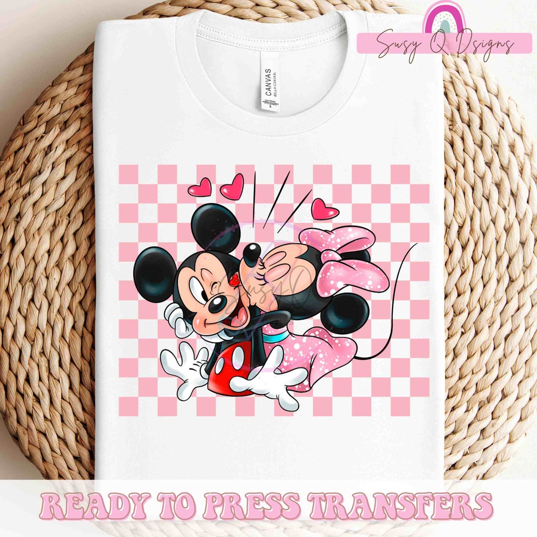 Checkered Mickey Minnie Valentines Day Image Transfers, Valentine ...