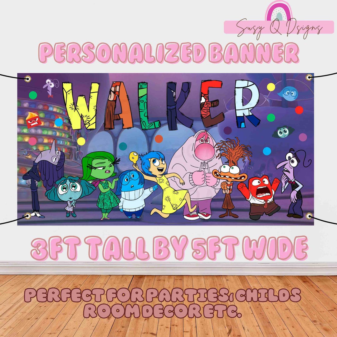 Inside Out Personalized Banner, Inside Out Birthday Banner ...