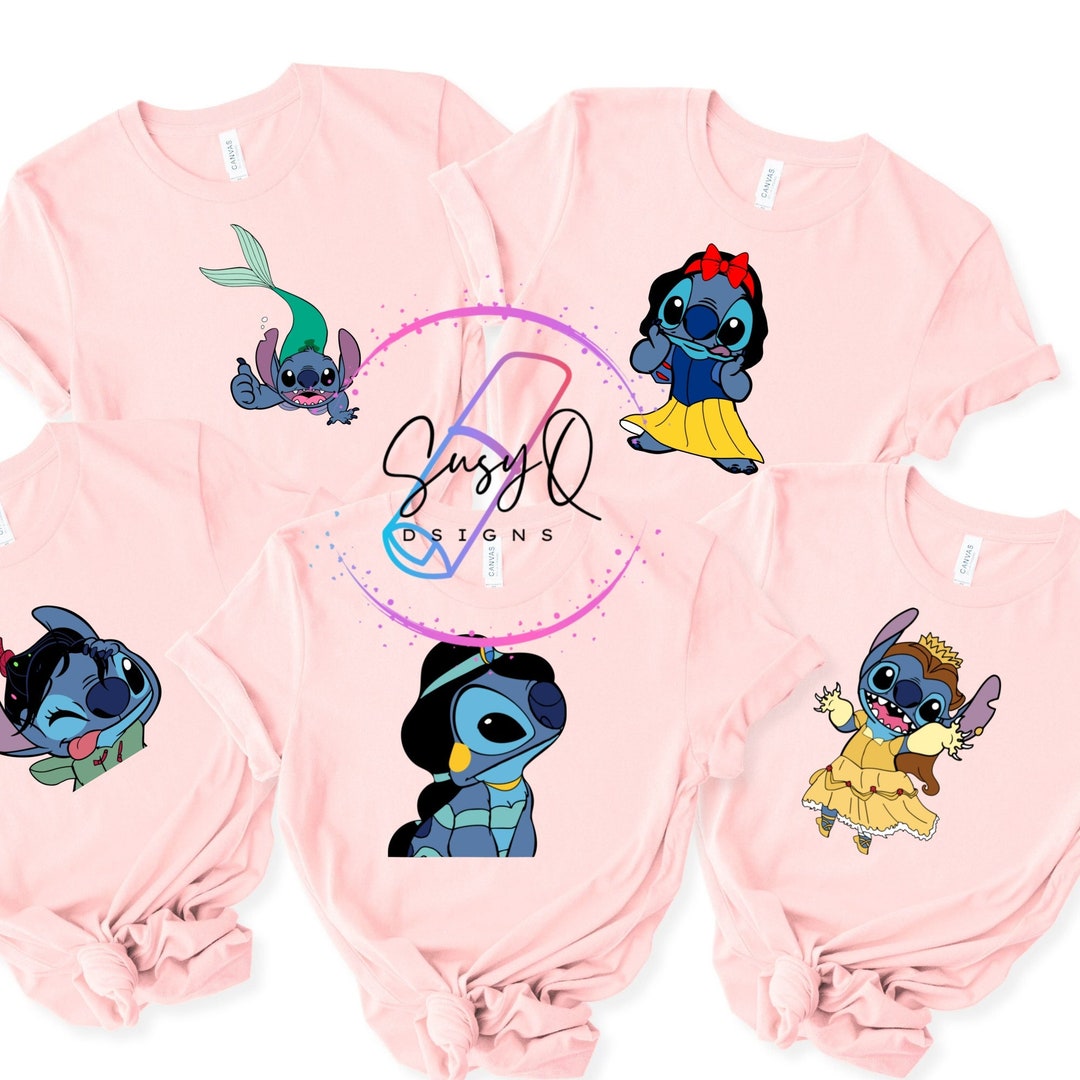 Stitch Princess Image Transfers, Stitch Snow White HTV, Stitch Ariel ...