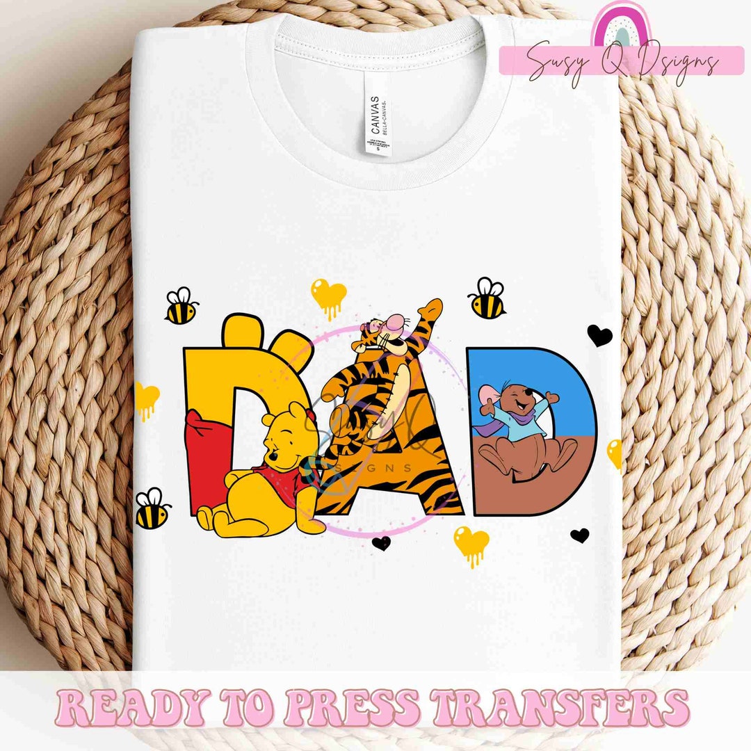 Pooh Mom Dad Image Transfers, Pooh Mom Sublimation, Pooh Dad Htv, Pooh ...