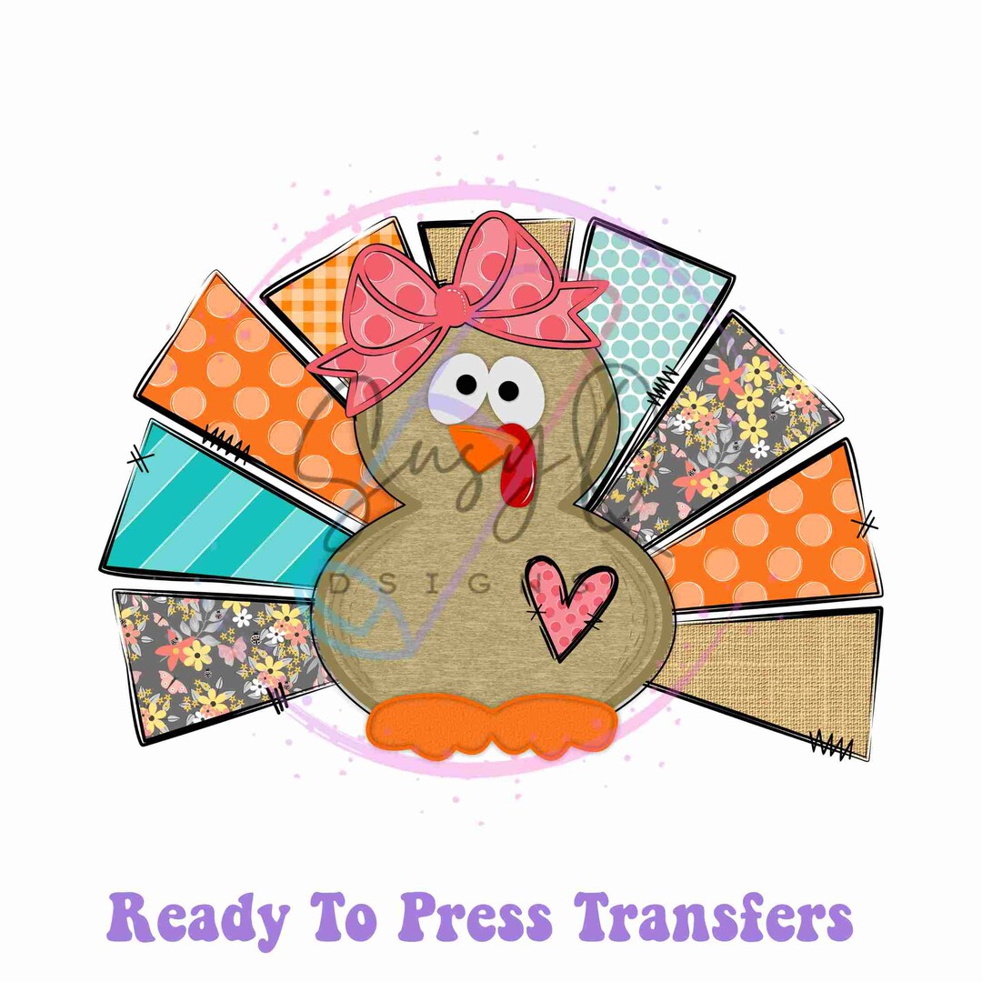 Ready to Press Thanksgiving Cute Turkey HTV and Sublimation Image ...