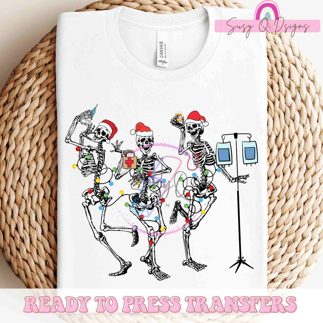Christmas Nurse Skeletons HTV and Sublimation Image Transfer, Christmas ...