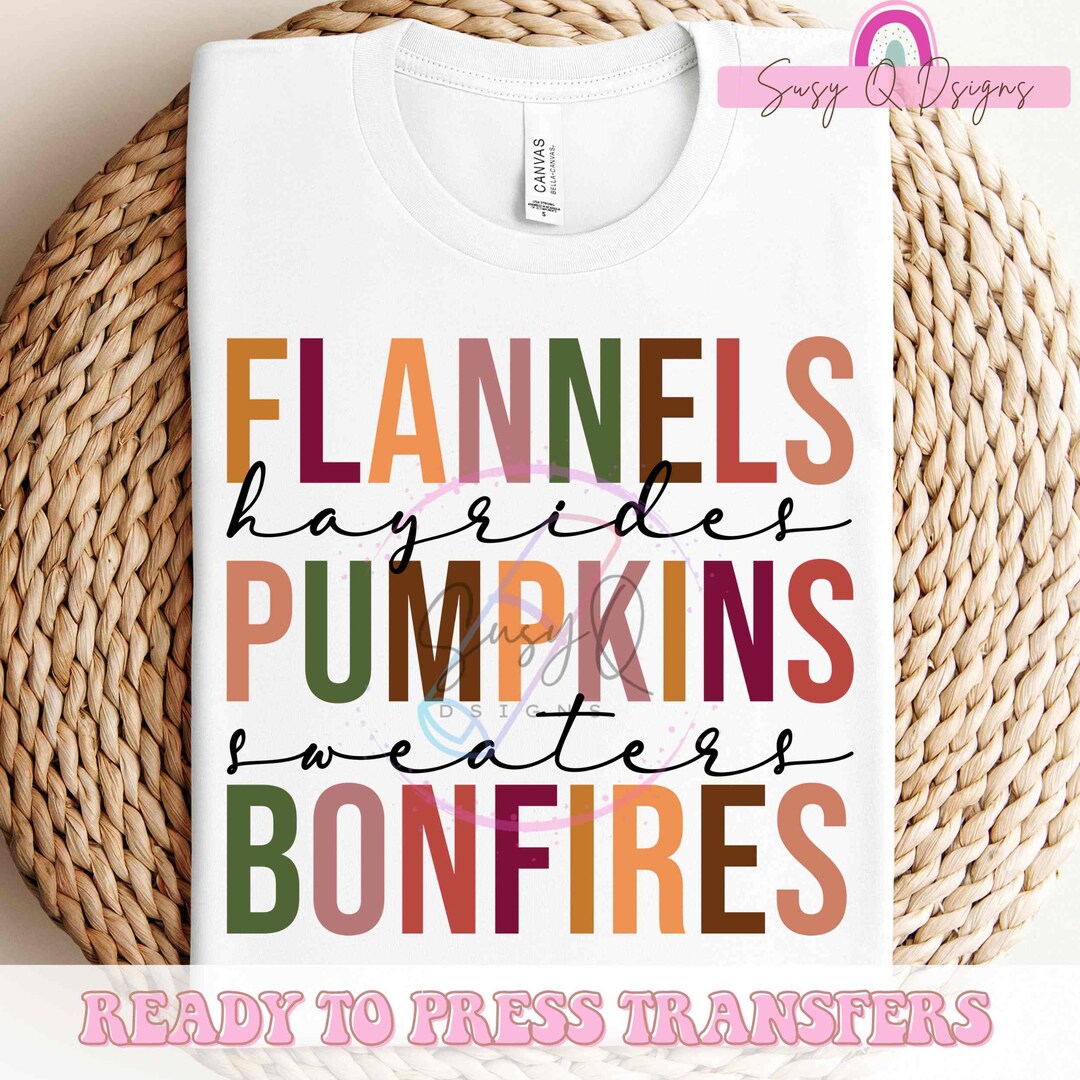 Ready to Press Flannels Pumpkins Bonfires HTV and Sublimation Image ...