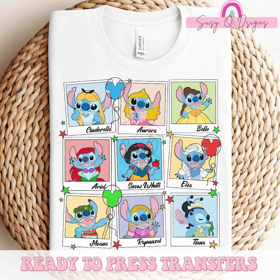 Princesses Stitch Image Transfers, Disney Stitch Iron on Prints, Stitch ...