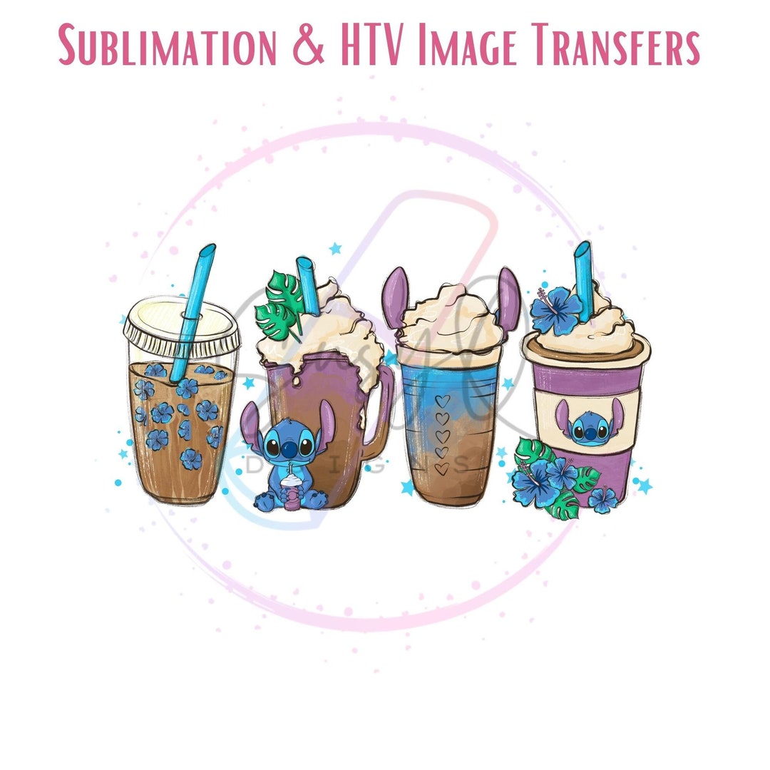 Stitch Latte Image Transfers, Disney Stitch Iron on Prints, Stitch HTV ...