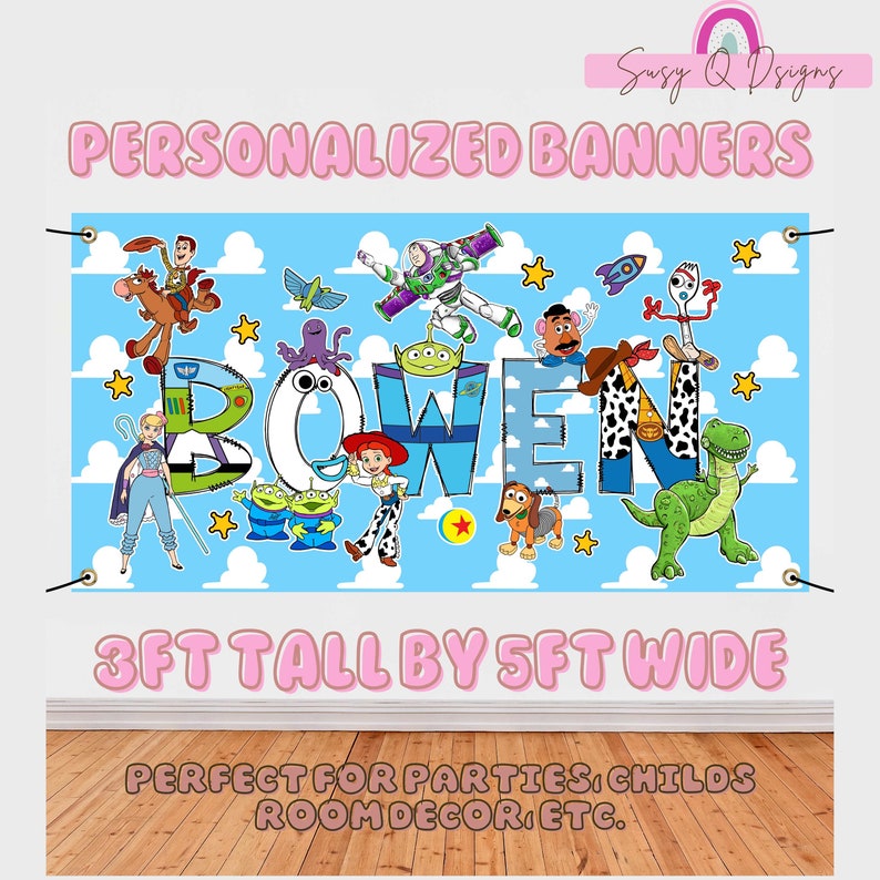 Toy Story Personalized Banner, Toy Story Birthday Banner, Personalized ...