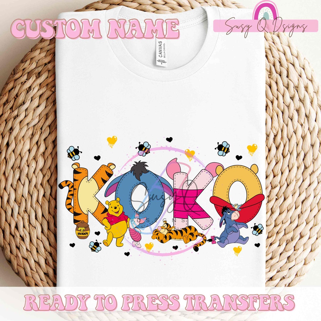 Ready to Press Custom Pooh Name HTV and Sublimation Image Transfer ...