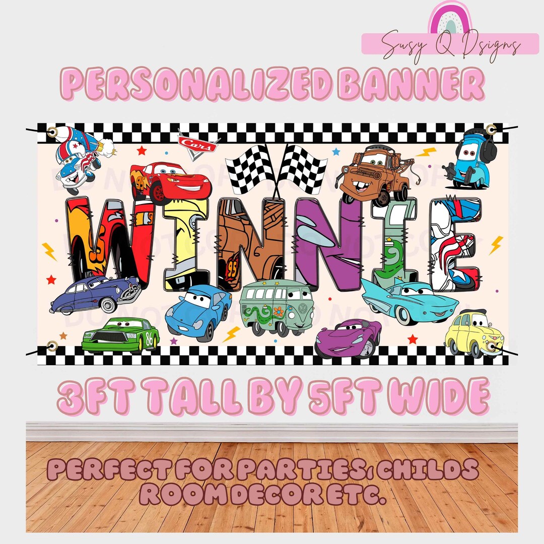 Personalized Banner, Cars Birthday Banner, Personalized Cars Banner - Etsy