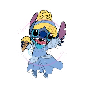 Stitch Princess Image Transfers, Elsa Stitch HTV, Belle Stitch ...