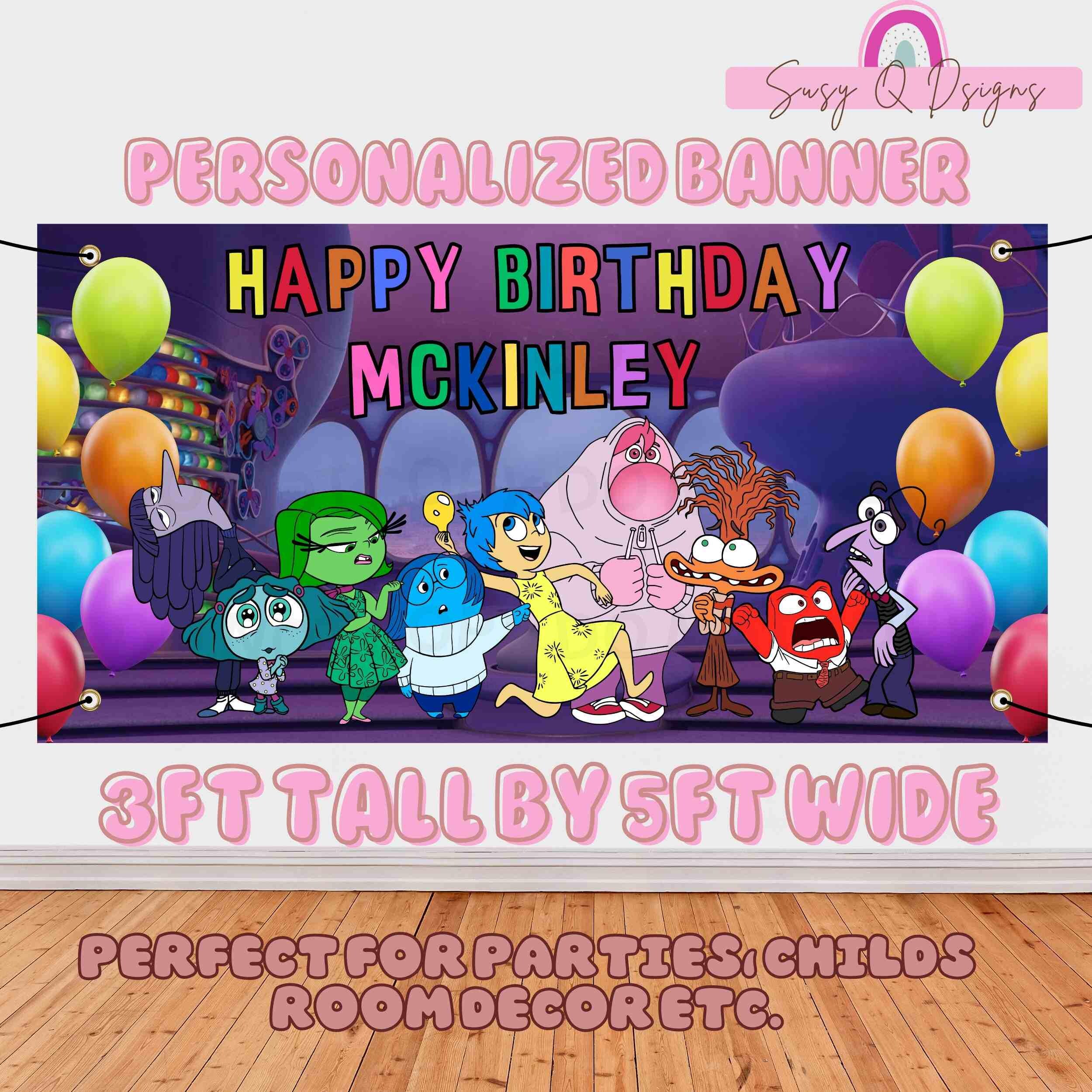 Inside Out Personalized Banner, Inside Out Birthday Banner ...