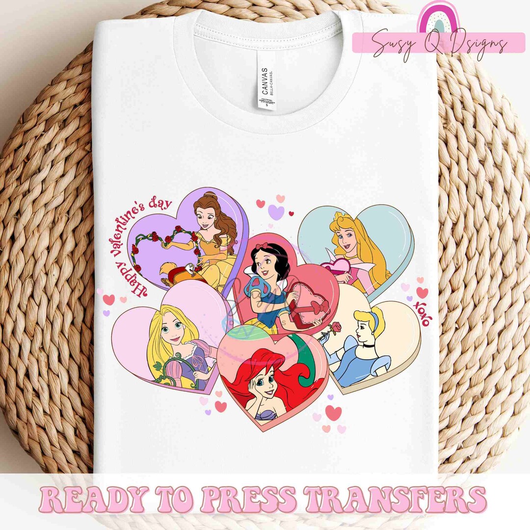 Princess Valentines Day Image Transfers, Valentine Sublimation Prints ...
