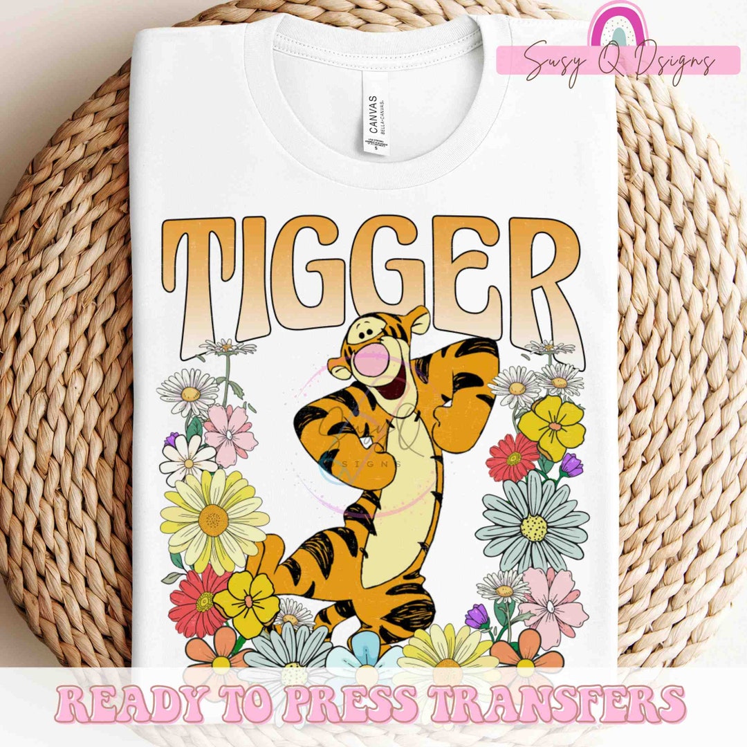Flowery Tigger Image Transfers, Disney Pooh Sublimation Prints, Disney ...