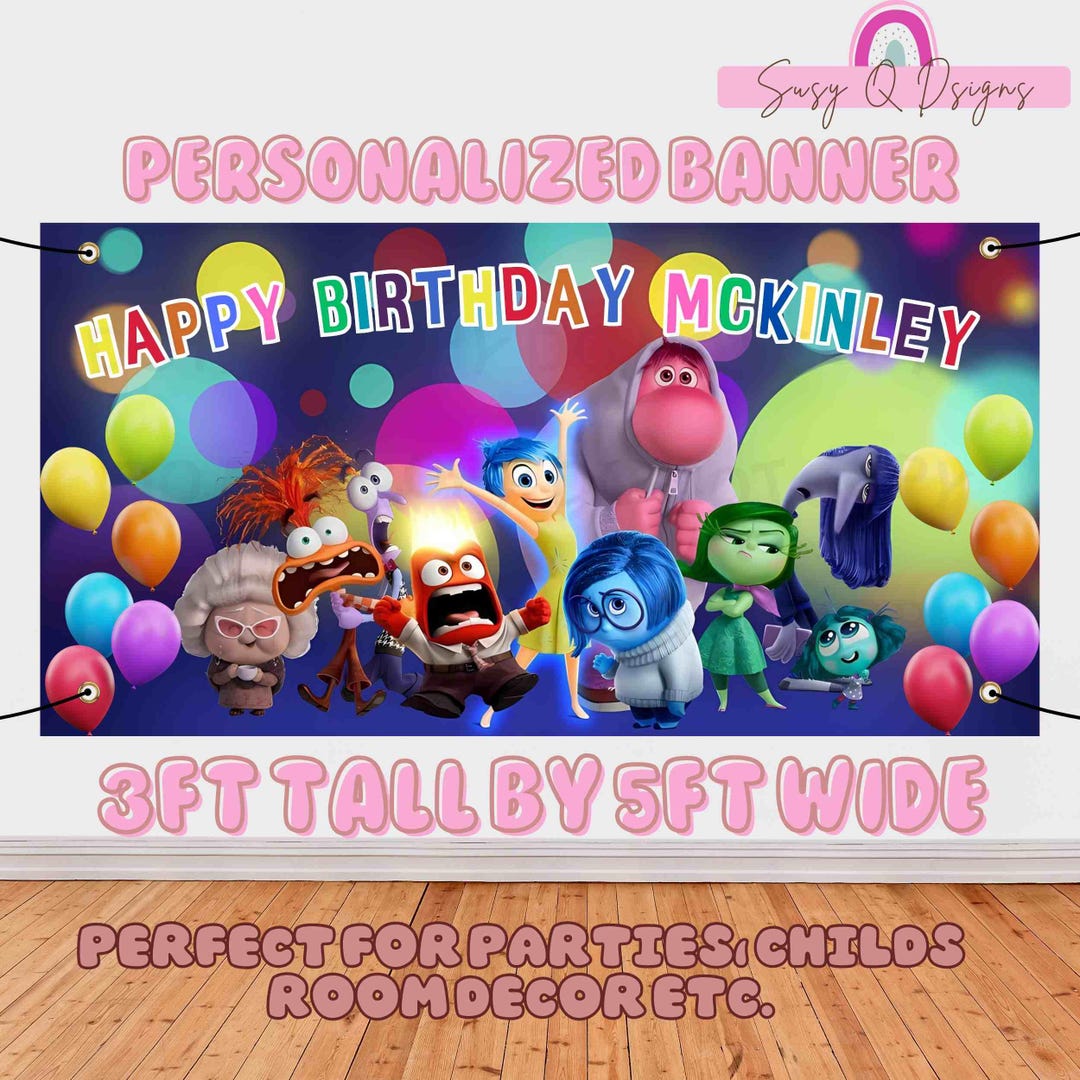Inside Out Personalized Banner, Inside Out Birthday Banner ...