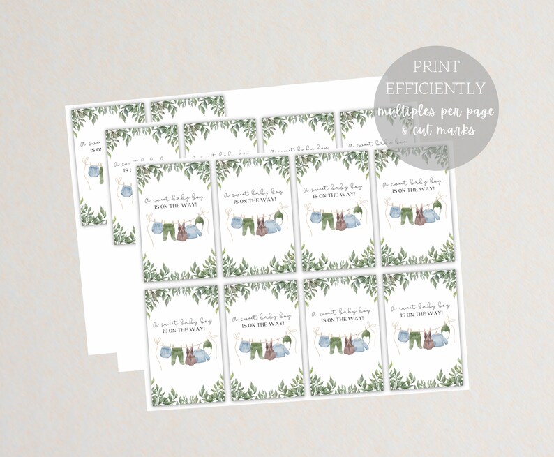 Printable Baby Boy Gift Tag | Greenery Baby Shower Theme | Baby Shower ...