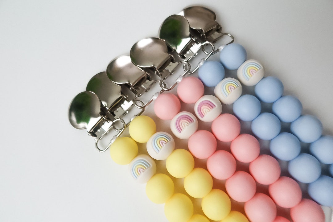 Pastel Rainbow Pacifier Clip Pacifier Holder Binky Clip - Etsy