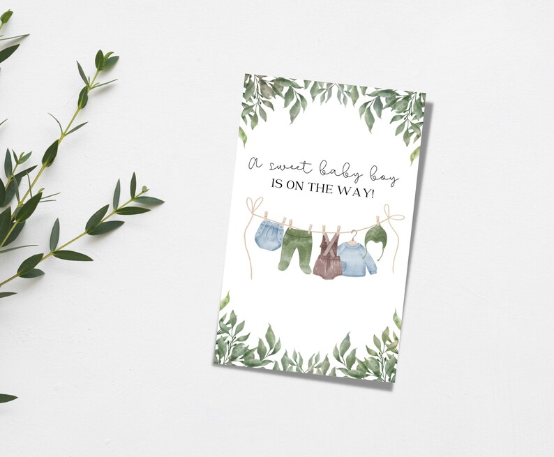 Printable Baby Boy Gift Tag | Greenery Baby Shower Theme | Baby Shower ...