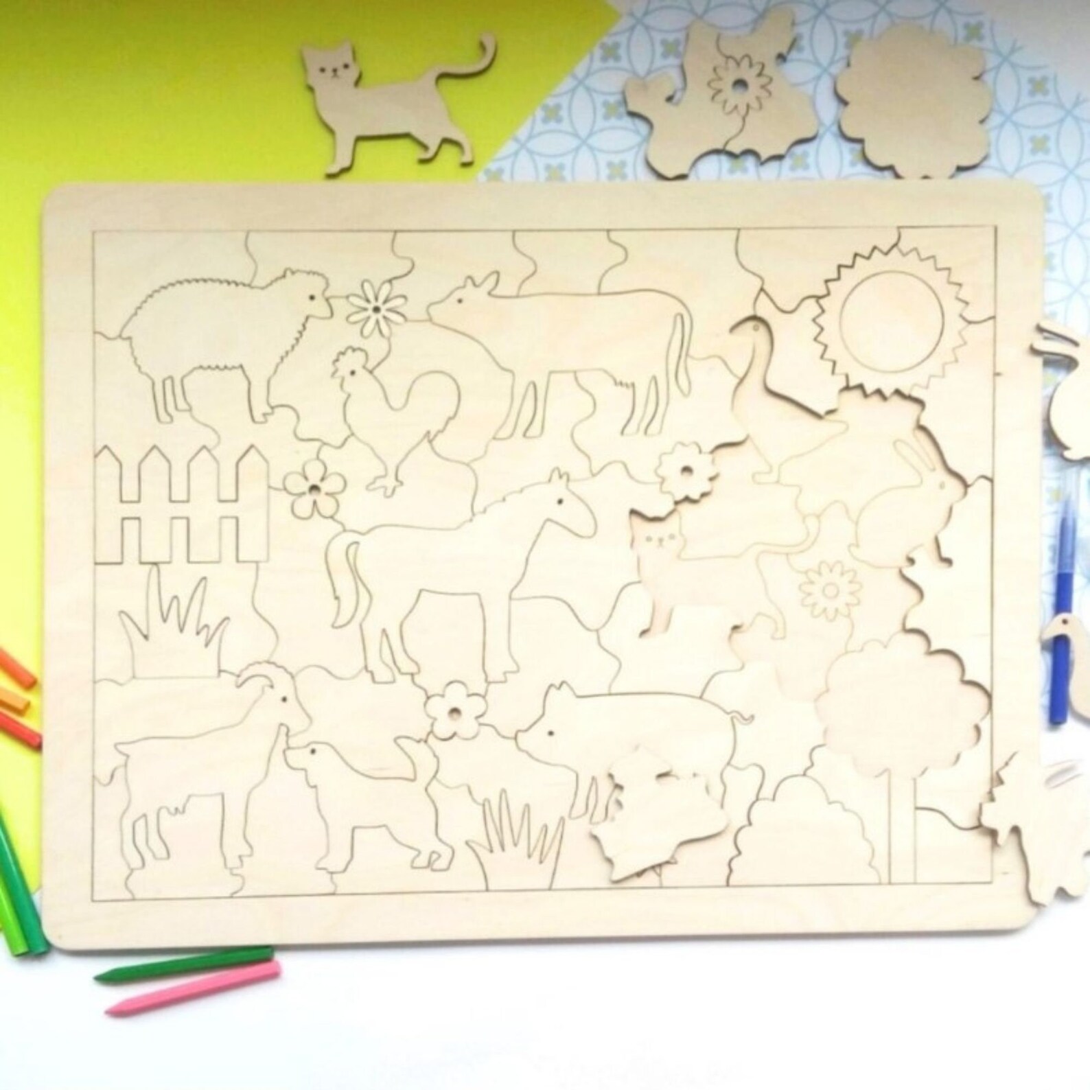 Puzzle Toy Animals, Vector Cut File, Jigsaw Educational Puzzle, Laser ...