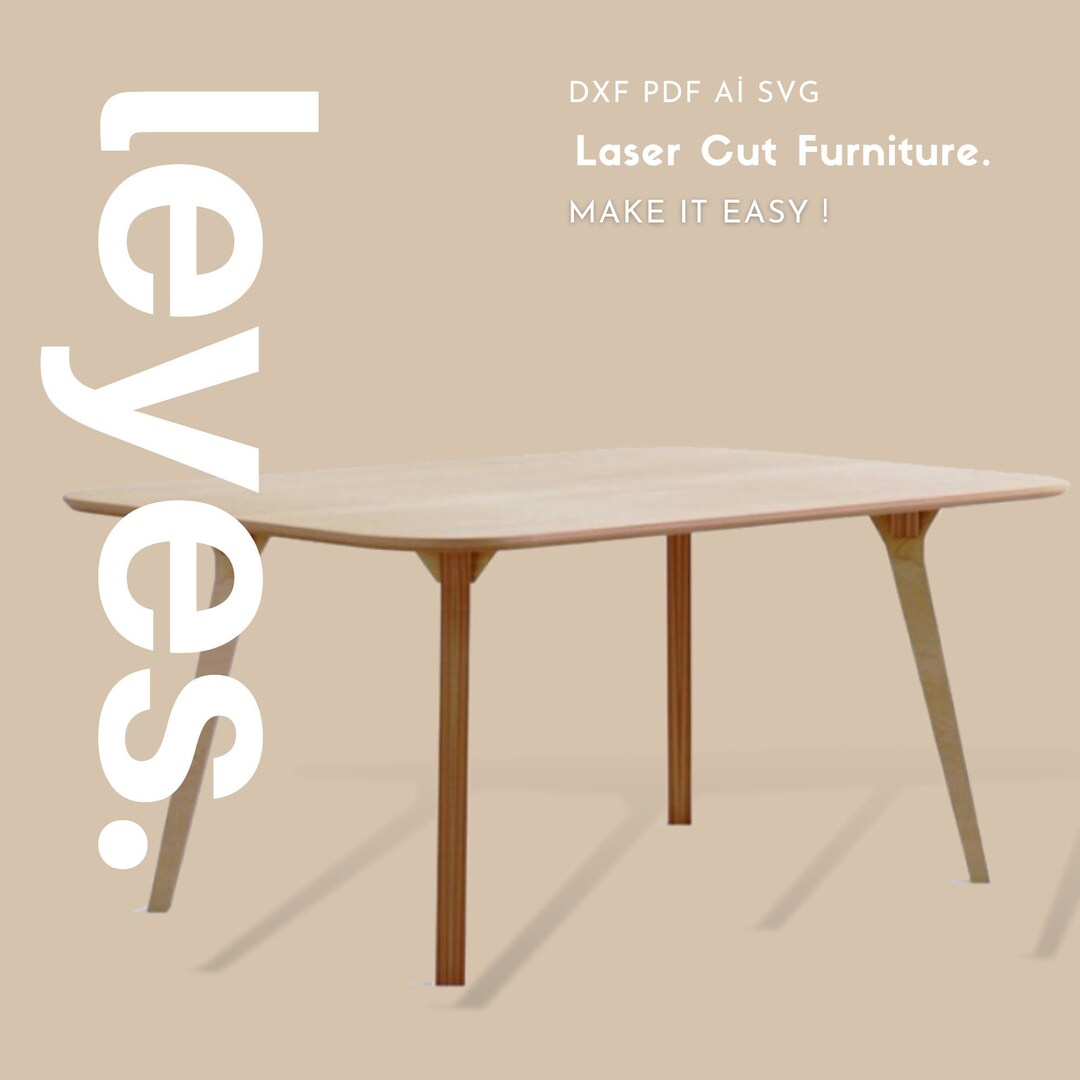 Wood, Plywood Table. Laser Cut CNC. Table Home Office. Workspace Setup ...