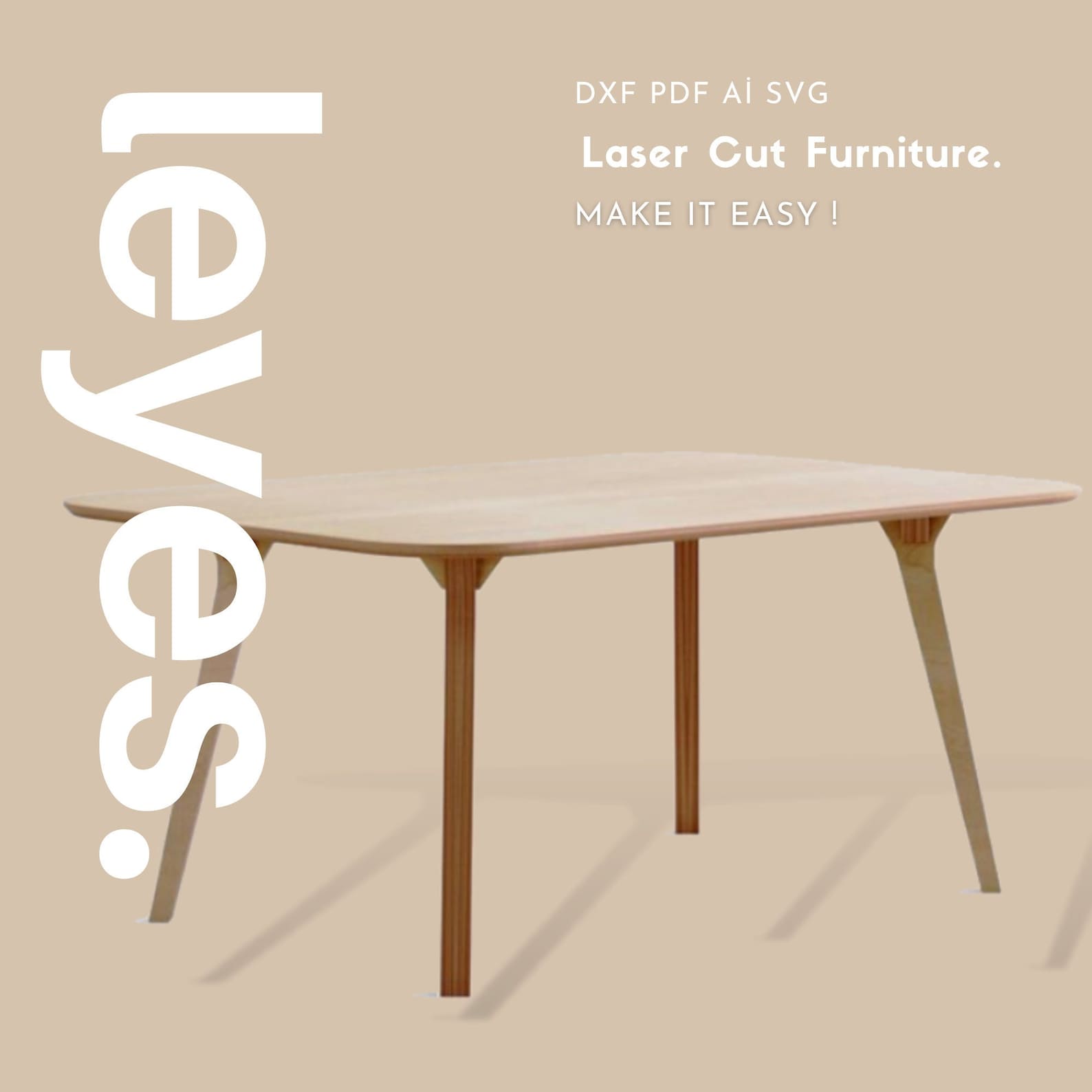 Wood Plywood Table. Laser Cut CNC. Table Home Office. - Etsy