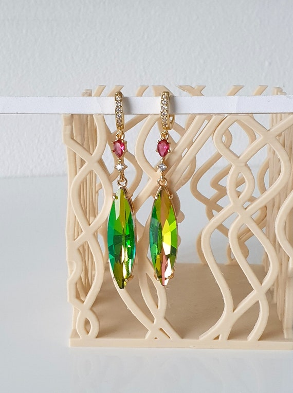 Howl s Moving Castle Huggie Hoop Earrings AB 38mm Raindrop Earrings Cubic Zirconia Diamante Earrings CZ Earrings Howls Earrings Etsy Canada